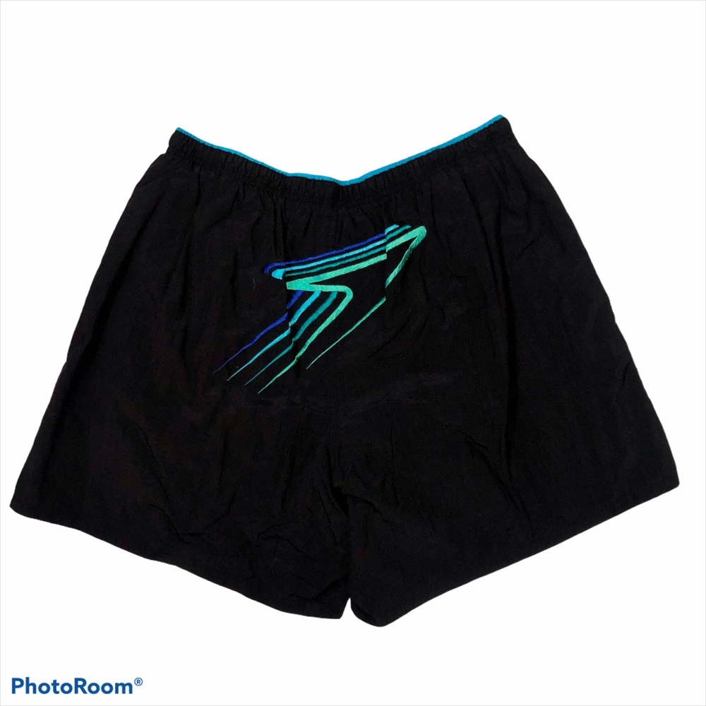 Old School Speedo Bathing Suit Black Teal Blues - Gem